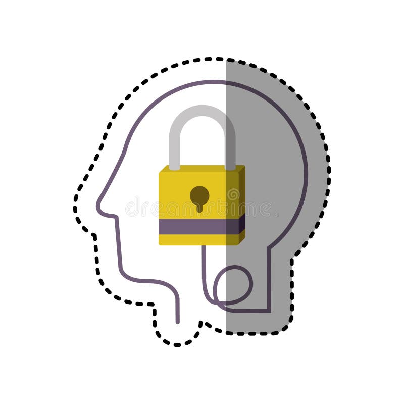 Sticker Silhouette Profile Human Head with Closed Padlock Stock ...