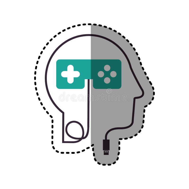 Sticker Silhouette Profile Human Head with Usb Connector and Control ...