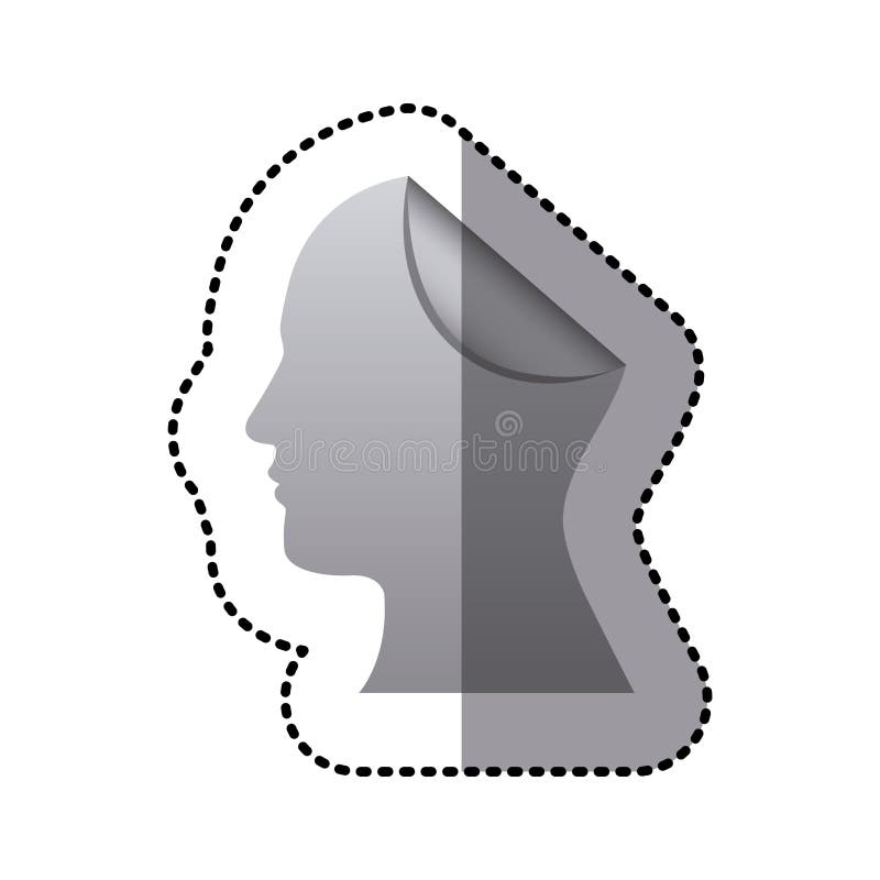 Sticker Silhouette Silver Head Human with Fold Stock Illustration ...