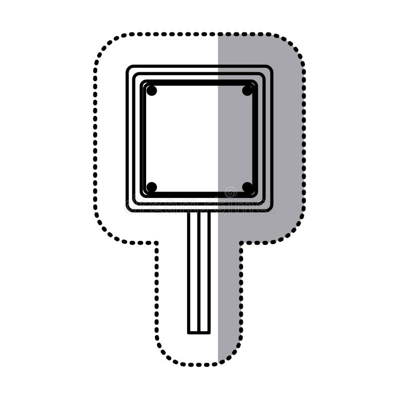 Sticker Silhouette Square Shape Traffic Sign with Base Pole Stock ...