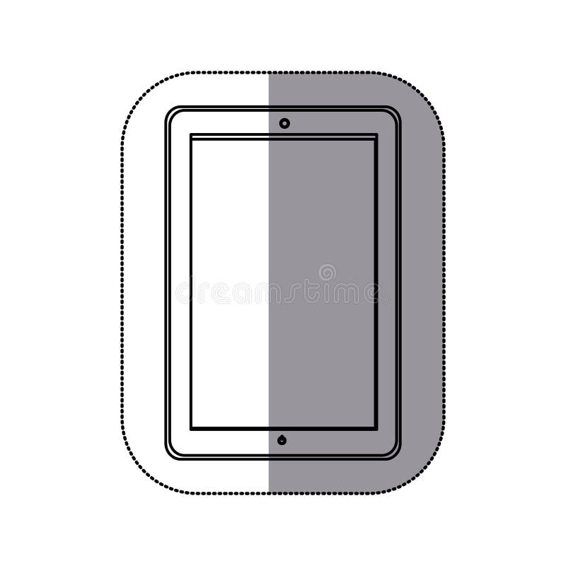 Sticker Silhouette Tech Tablet with Camera Icon Stock Illustration ...
