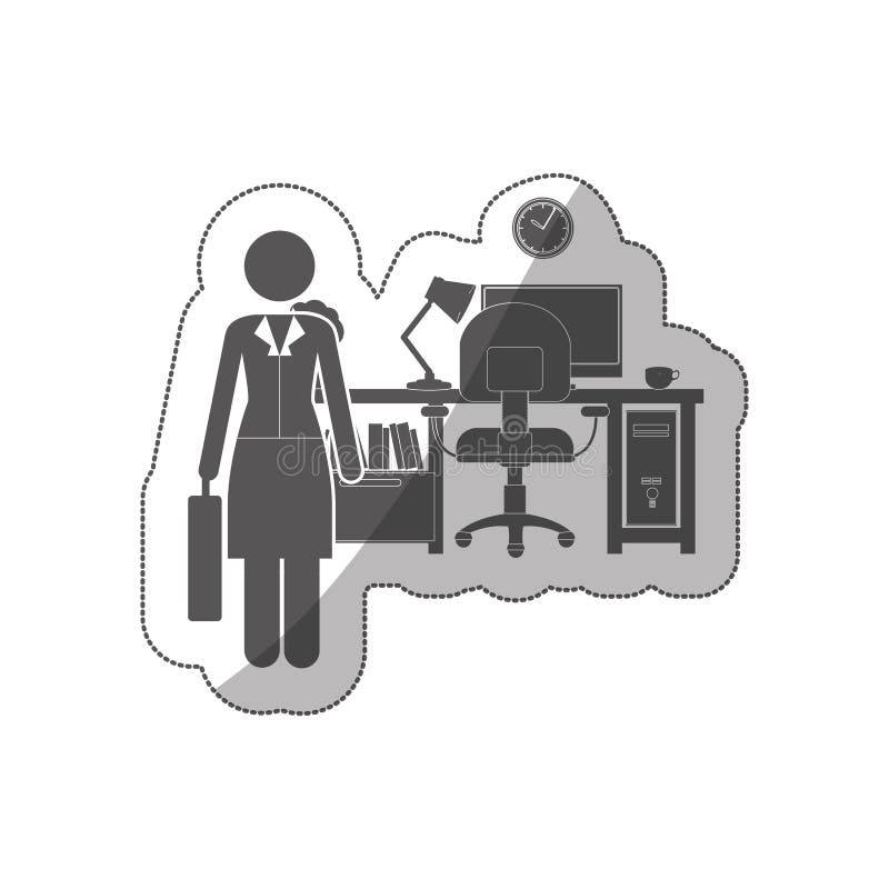 Sticker Silhouette Woman Administrator in Office Stock Vector ...