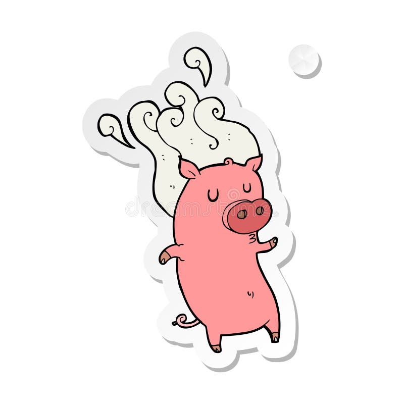 Sticker of a Smelly Cartoon Pig Stock Vector - Illustration of ...