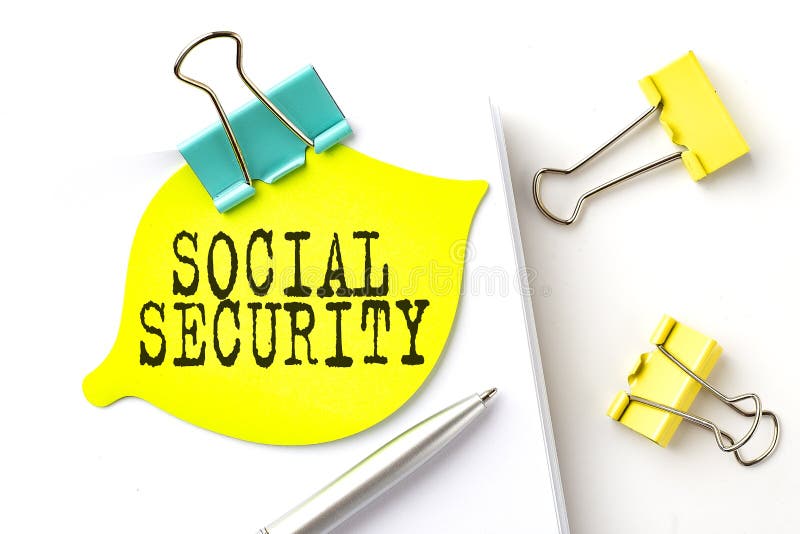 Sticker with SOCIAL SECURITY Text on Notebooks on the White Background ...
