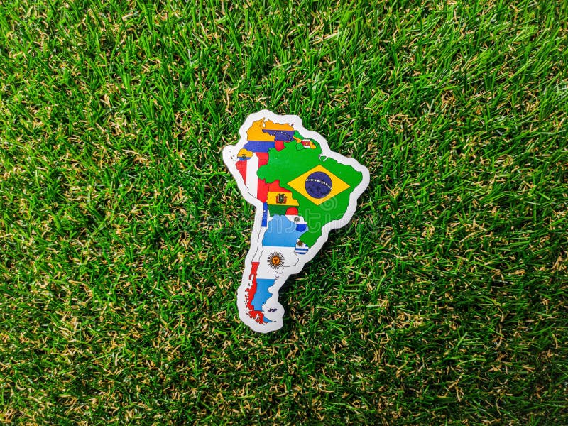Sticker of South America with the Flags of the Countries Stock Photo ...