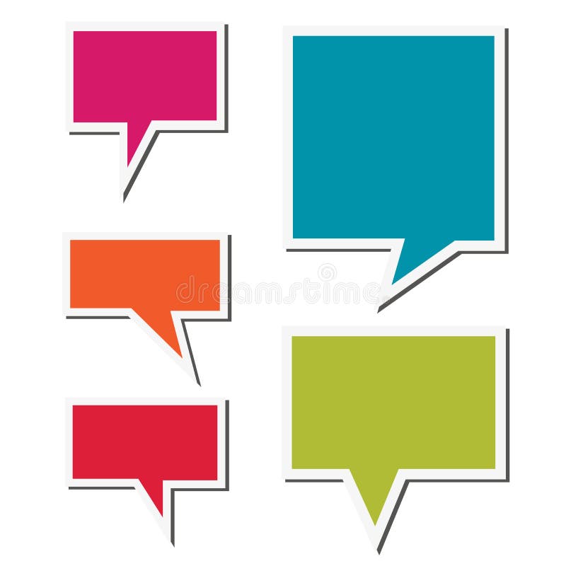 Set of Colorful Square Sticker Speech Bubbles Stock Vector ...