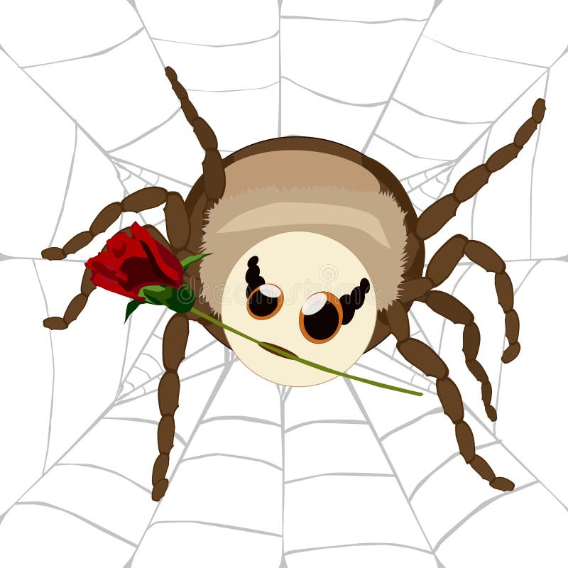 Sticker Spider Isolated Web with Rose Stock Illustration - Illustration ...