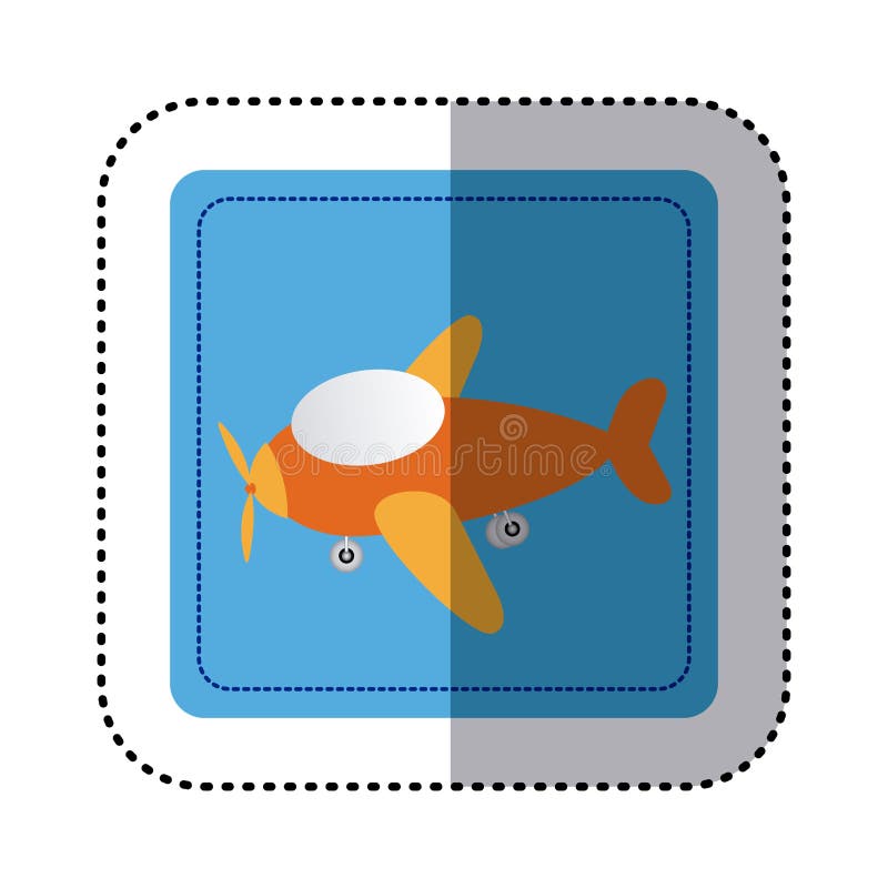 Sticker Square Button Cartoon Airplane Transport Icon Design Stock ...