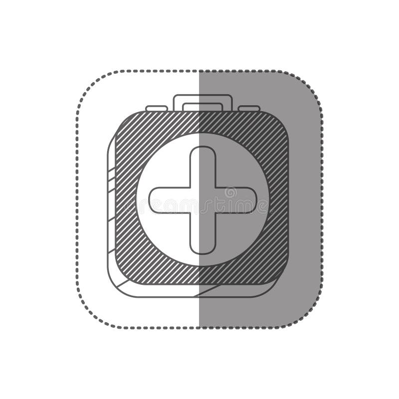 Sticker Square Silhouette Button with Contour First Aid Kit Stock ...