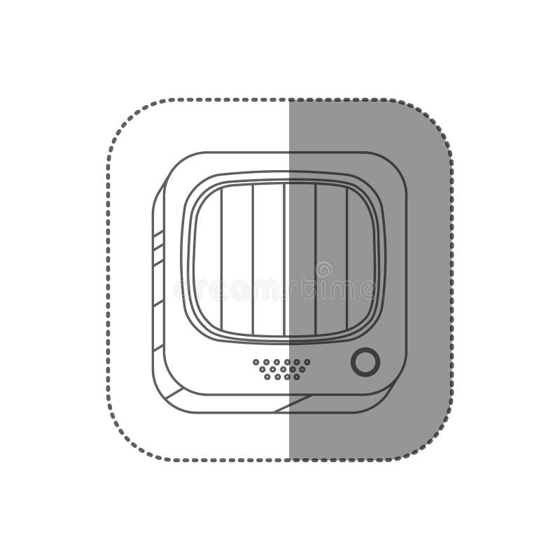 Sticker Square Silhouette Button with Contour Old Television Stock ...