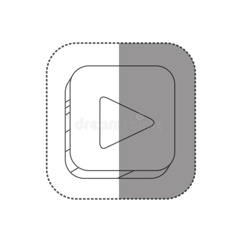 Sticker Square Silhouette Button with Contour Play Button Stock ...