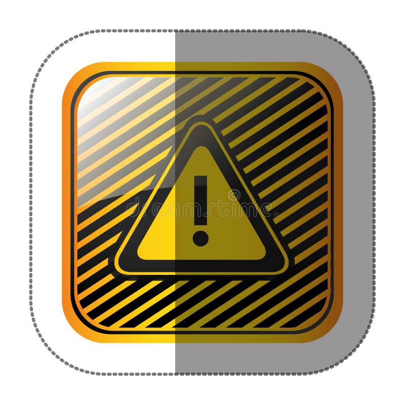 Sticker Square Striped with Triangle Exclamation Sign Stock ...