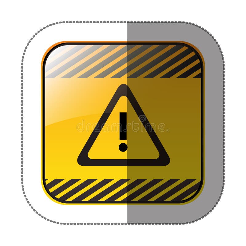 Sticker Square with Triangle Exclamation Sign and Border Striped Stock ...