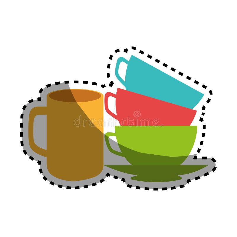 Sticker Stack of Colorful Coffee Cups Stock Vector - Illustration of ...