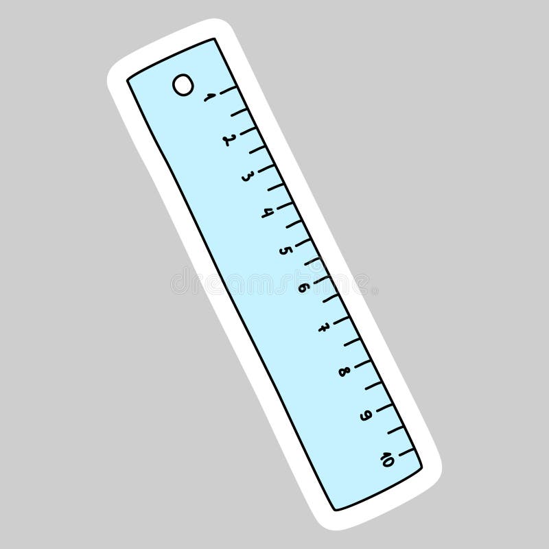 Sticker with Straight School Ruler, Doodle Style Vector Stock Vector ...
