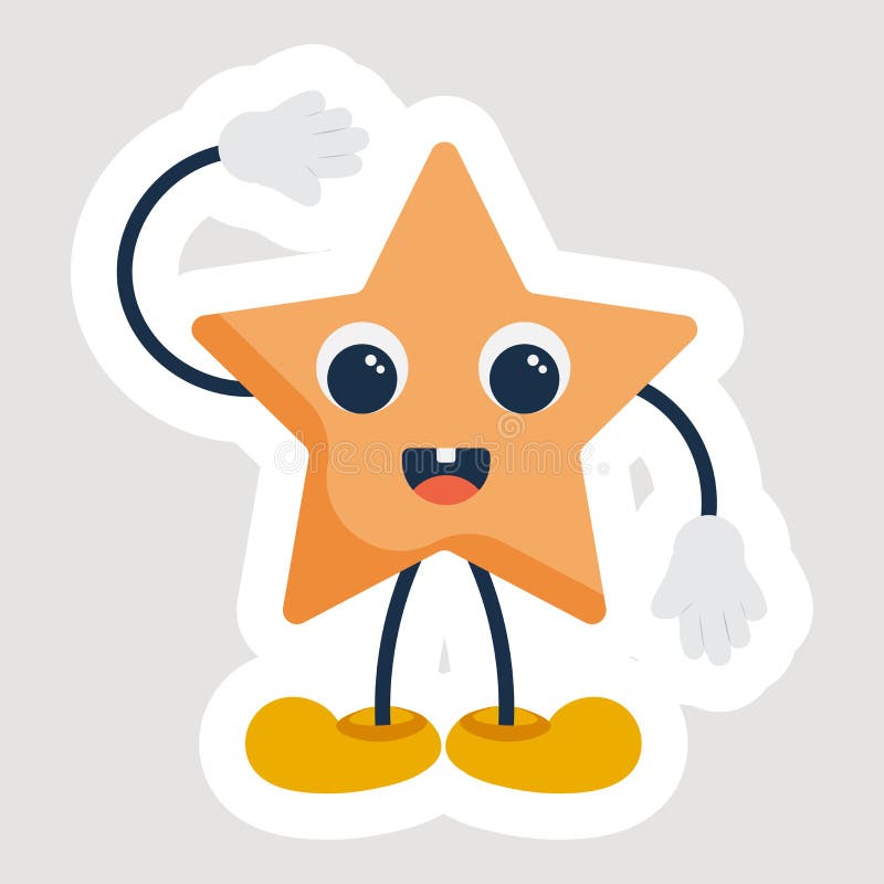 Sticker Style Funny Star Cartoon in Saluting Stock Illustration ...