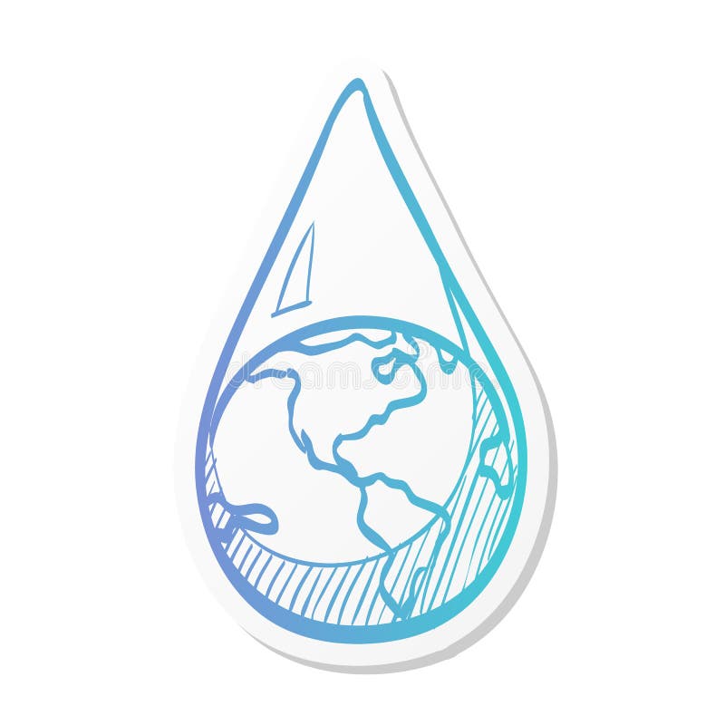 Sticker Style Icon - Earth Water Drop Stock Vector - Illustration of ...