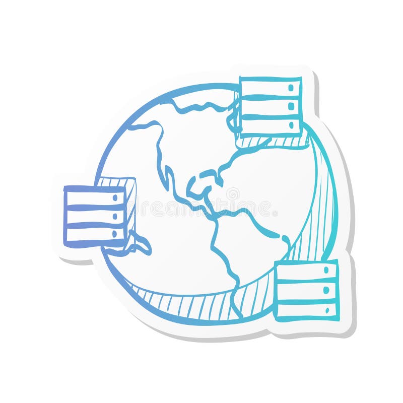 Sticker Style Icon - Global Server Stock Vector - Illustration of ...