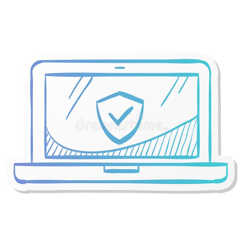 Sticker Style Icon - Laptops Antivirus Stock Vector - Illustration of ...