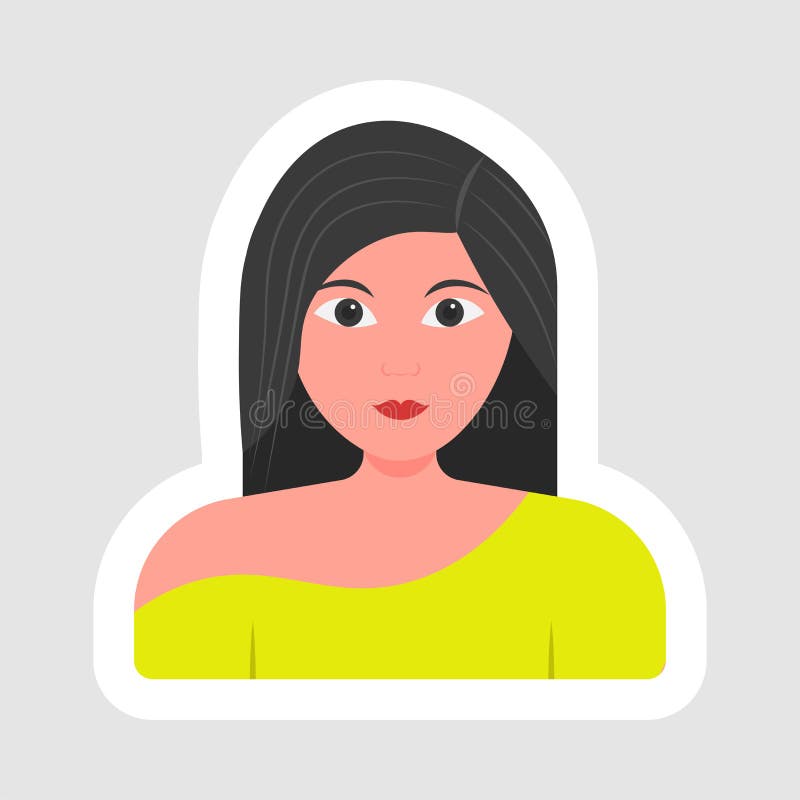 Sticker Style Modern Young Woman Character on White Stock Illustration ...