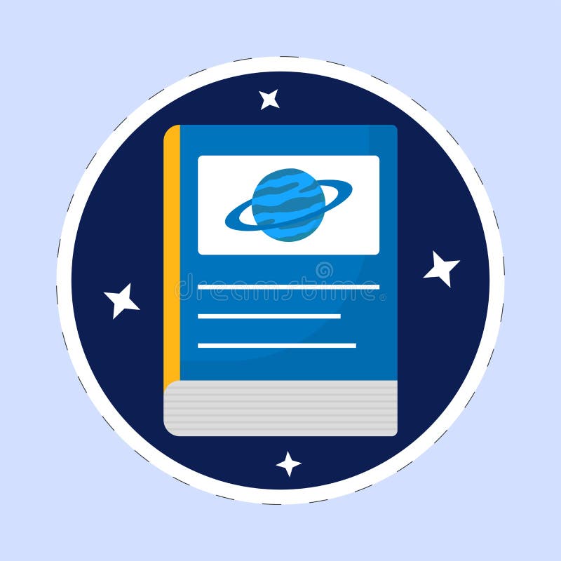 Sticker Style Planet Book with Stars Blue Stock Illustration ...