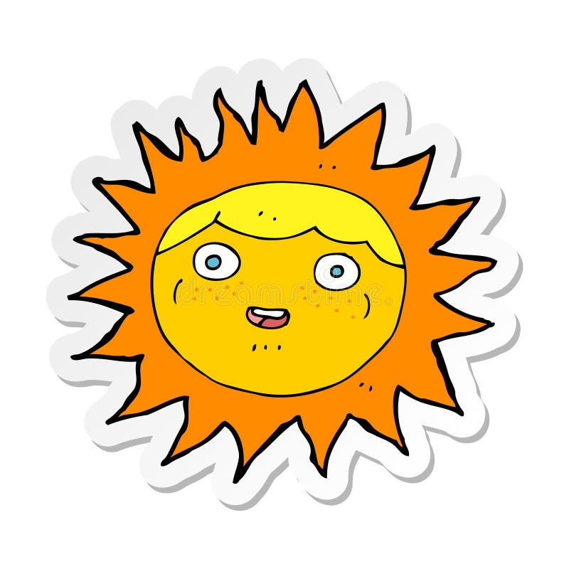 Sticker of a Sun Cartoon Character Stock Vector - Illustration of ...