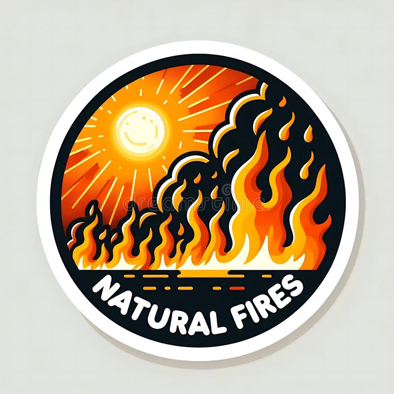 A Sticker with a Sun and Fire on it that Says Natural Fires. the ...