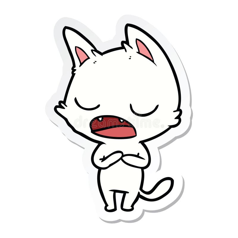 Sticker of a Talking Cat Cartoon Stock Vector - Illustration of yawning ...