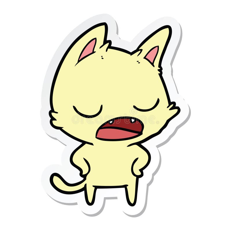 Sticker of a Talking Cat Cartoon Stock Vector - Illustration of quirky ...