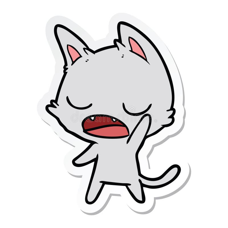 Sticker of a Talking Cat Cartoon Stock Vector - Illustration of animals ...