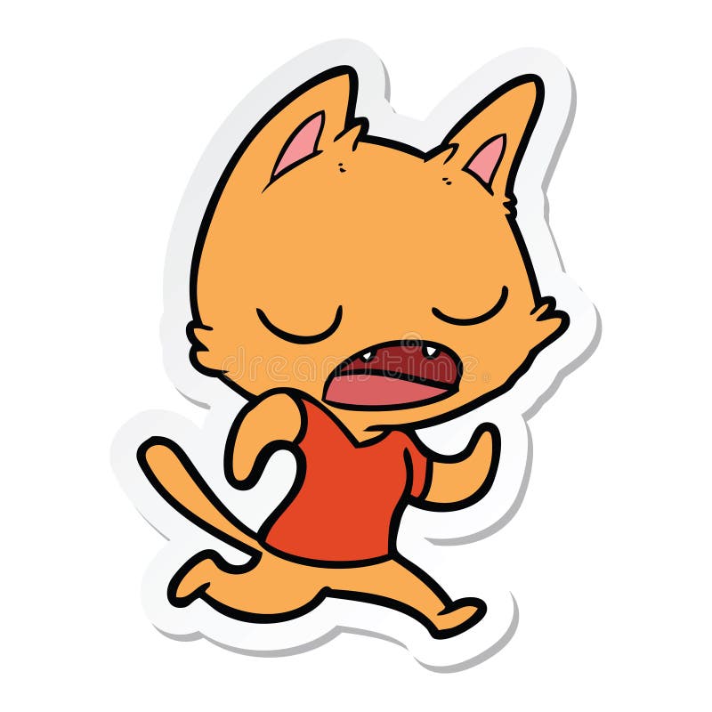 Sticker of a Talking Cat Cartoon Stock Vector - Illustration of cartoon ...