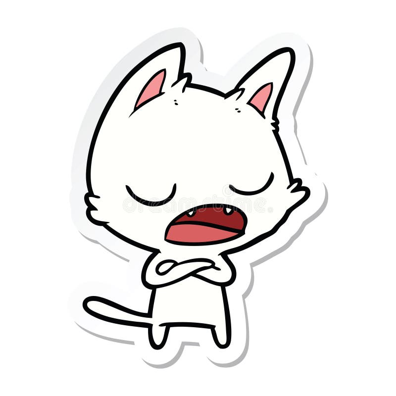 Sticker of a Talking Cat Cartoon Stock Vector - Illustration of hand ...