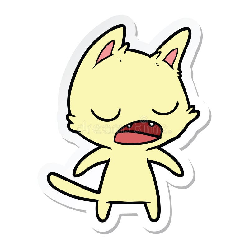 Sticker of a Talking Cat Cartoon Stock Vector - Illustration of animals ...