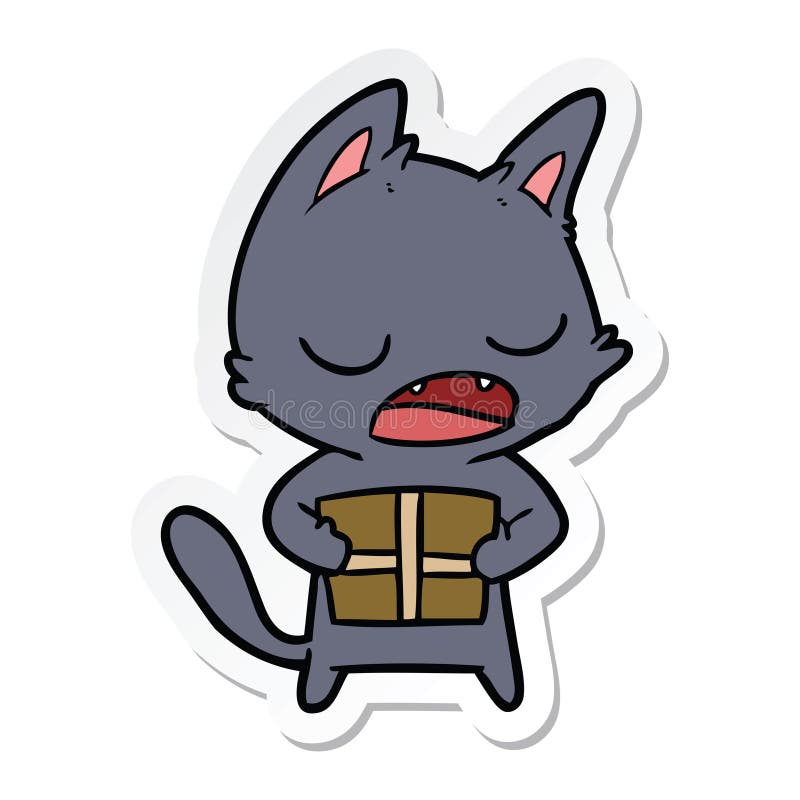 Sticker of a Talking Cat Cartoon Stock Vector - Illustration of drawn ...
