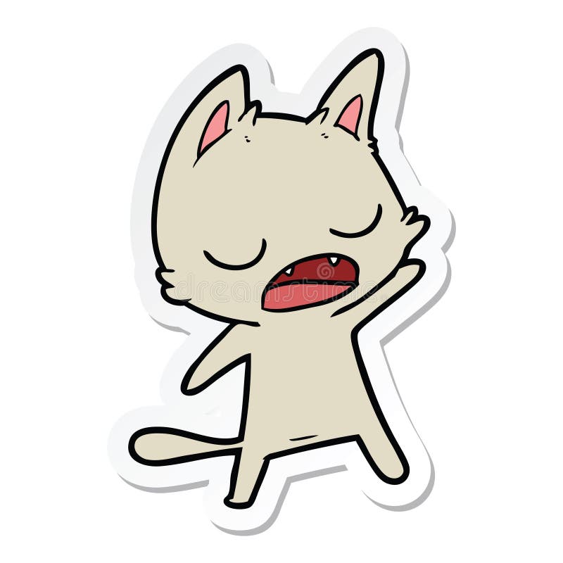 Sticker of a Talking Cat Cartoon Stock Vector - Illustration of stick ...
