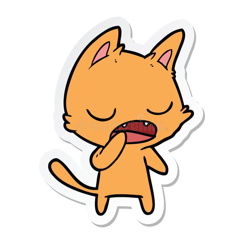 Sticker of a Talking Cat Cartoon Stock Vector - Illustration of meow ...