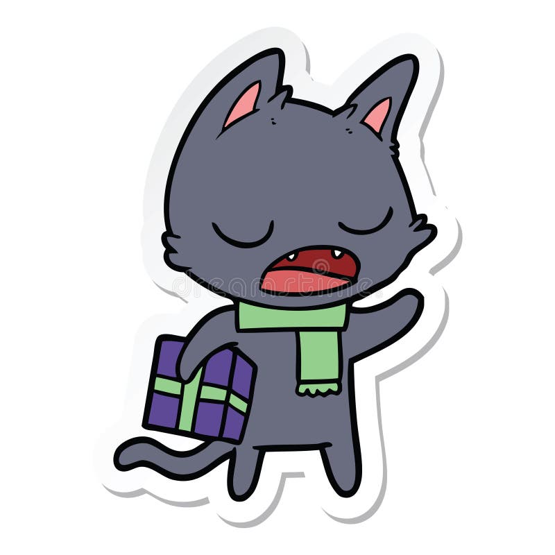 Sticker of a Talking Cat Cartoon Stock Vector - Illustration of hand ...