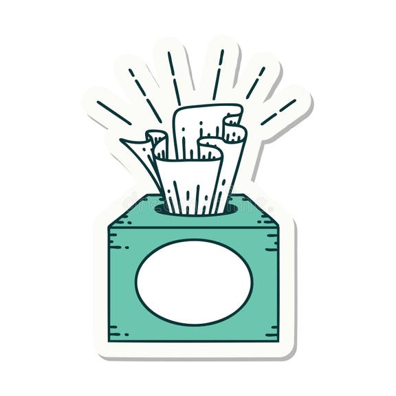 Sticker of Tattoo Style Box of Tissues Stock Vector - Illustration of ...