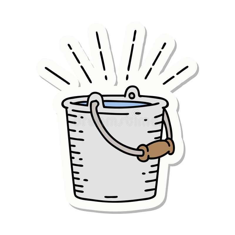 Sticker of Tattoo Style Bucket of Water Stock Vector - Illustration of ...
