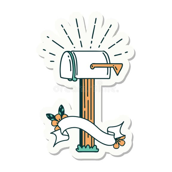 Sticker of Tattoo Style Closed Mailbox Stock Vector - Illustration of ...