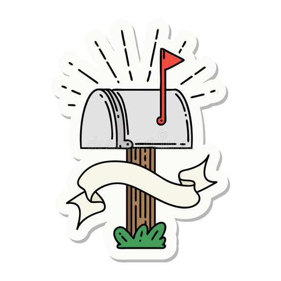 Sticker of Tattoo Style Closed Mailbox Stock Vector - Illustration of ...