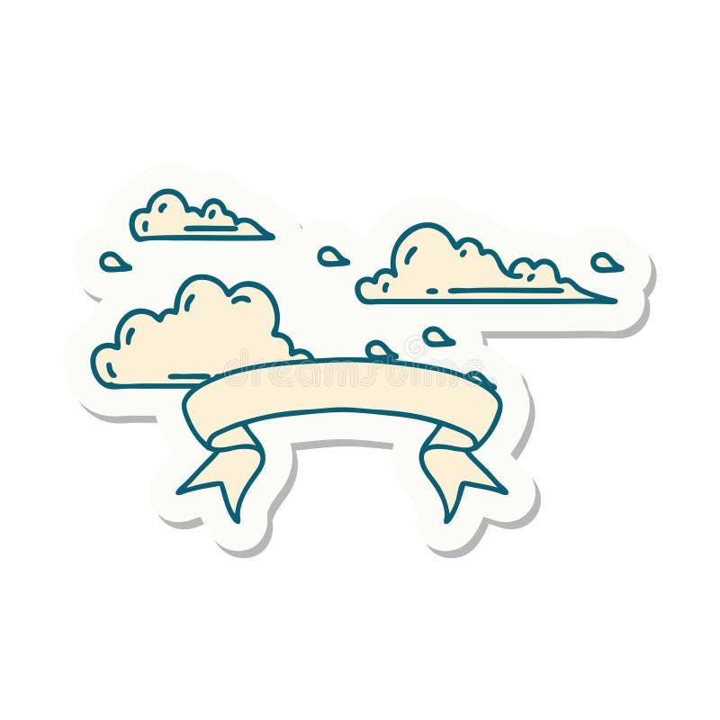 Sticker of Tattoo Style Floating Clouds Stock Vector - Illustration of ...