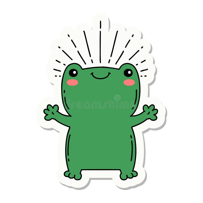 Sticker of Tattoo Style Happy Frog Stock Vector - Illustration of ...