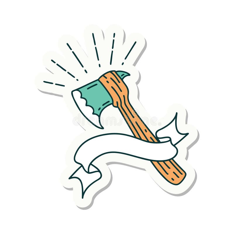 Sticker of Tattoo Style Hatchet Axe Stock Vector - Illustration of ...
