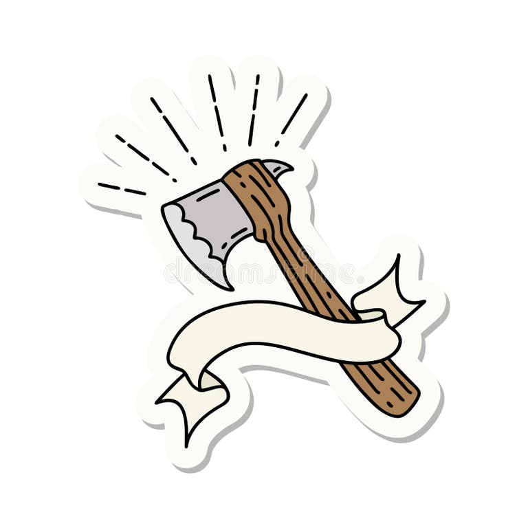 Sticker of Tattoo Style Hatchet Axe Stock Vector - Illustration of ...