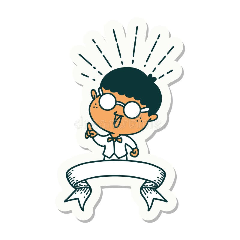 Sticker of Tattoo Style Man with Genius Idea Stock Vector ...