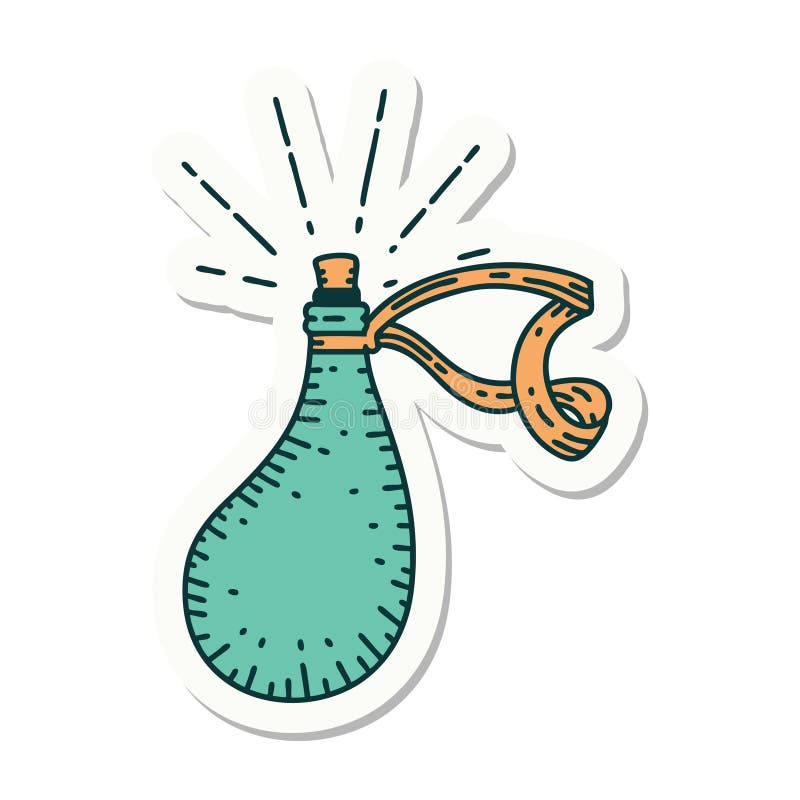 Sticker of Tattoo Style Old Leather Water Flask Stock Vector ...