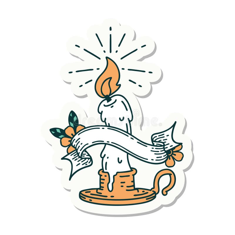 Sticker of Tattoo Style Spooky Melting Candle Stock Vector ...