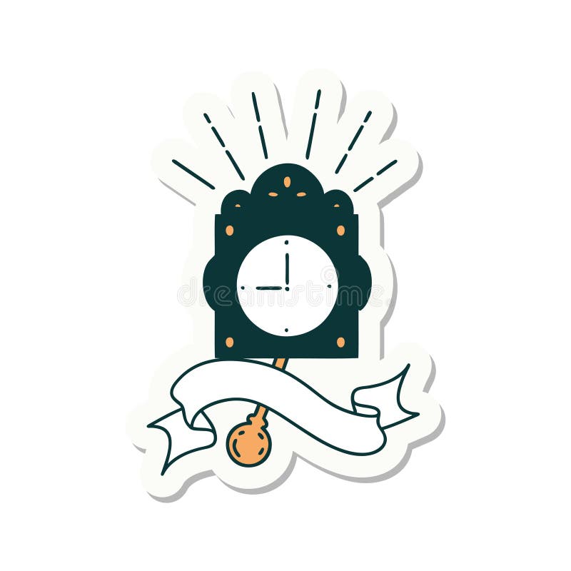 Sticker of Tattoo Style Ticking Clock Stock Vector - Illustration of ...