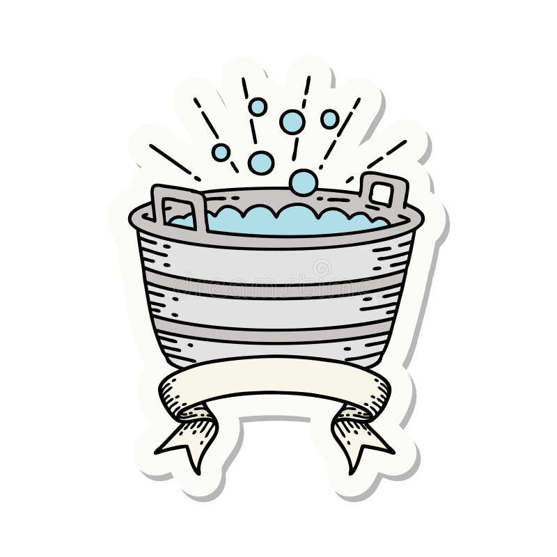 Sticker of Tattoo Style Tin Bath Stock Vector - Illustration of tattoos ...
